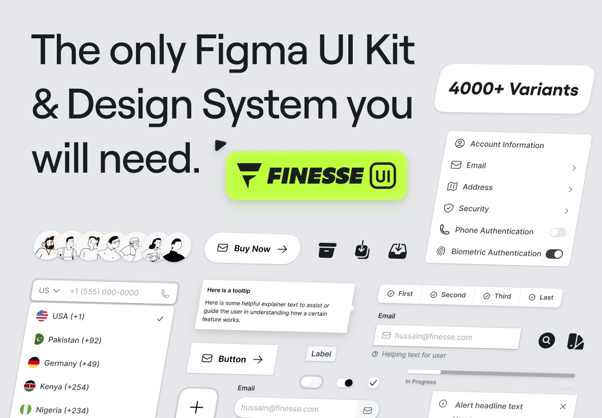 Finesse UI – Figma UI Kit and Design System Version 1.0 | Nullsto ...